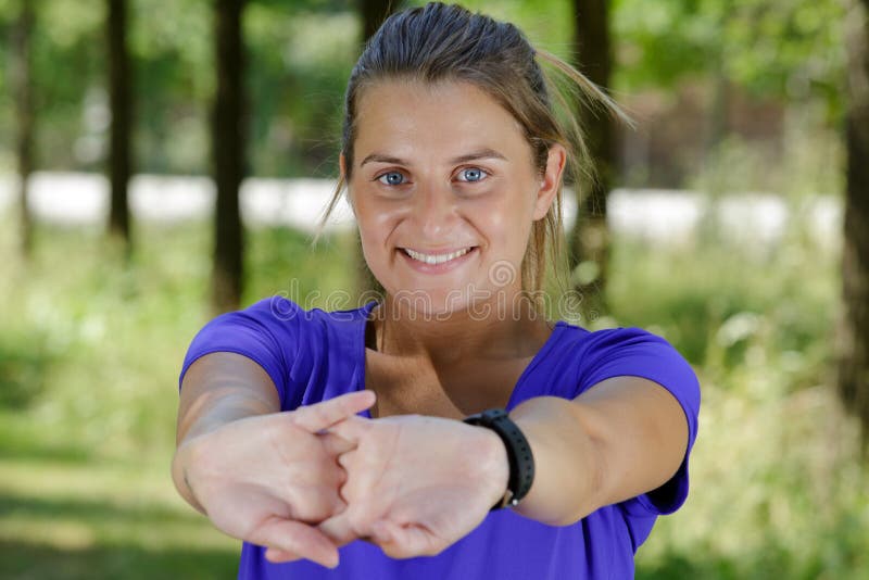 Portrait Runner Doing Stretching Exercises Stock Photo - Image of ...