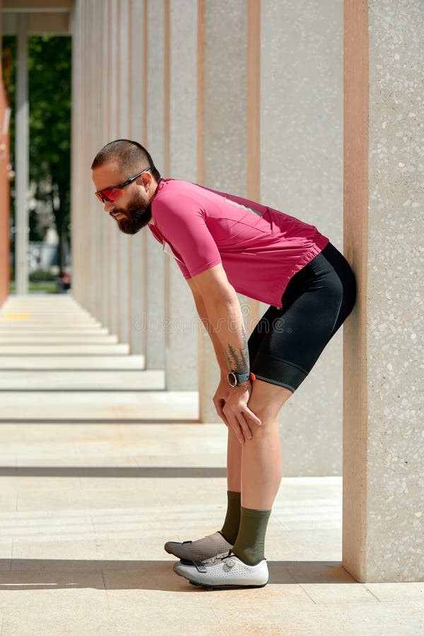 Portrait of a Runner Man Take a Rest after Jogging while Standing ...
