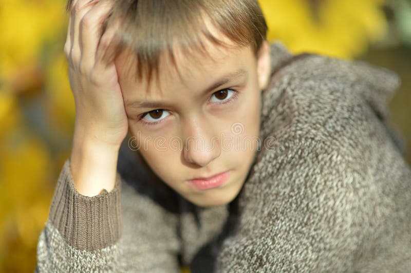Portrait of a Sad Little Boy Stock Image - Image of male, offense: 37697839