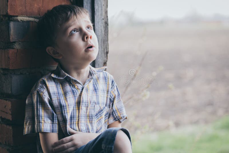 Portrait of sad little boy stock photo. Image of pensive - 90407622