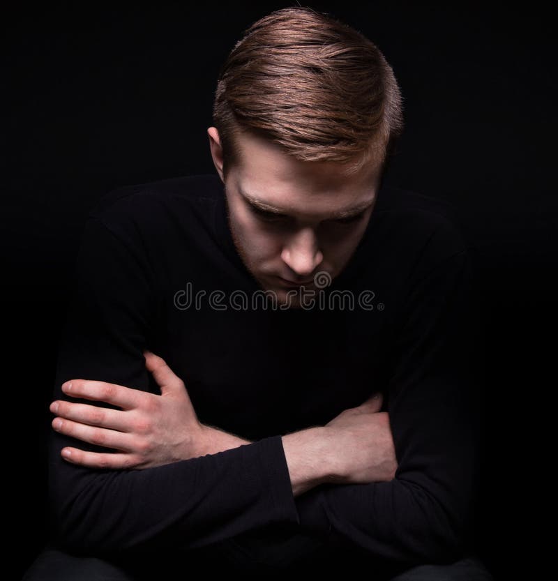 Portrait of sad man stock image. Image of arms, people - 85814899