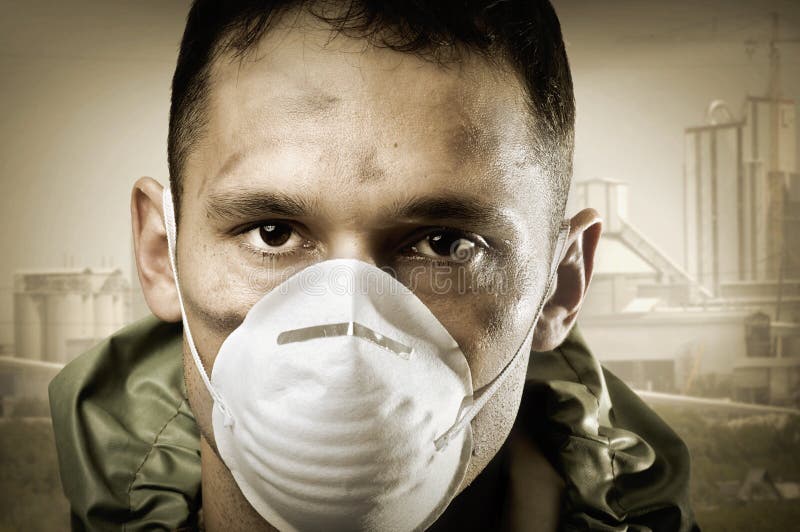 Portrait of Sad Man in Breathing Mask Stock Image - Image of human ...