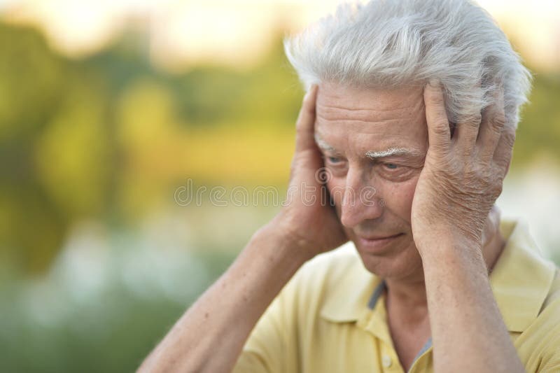 Portrait of a Sad Man in Summer Stock Image - Image of elderly ...