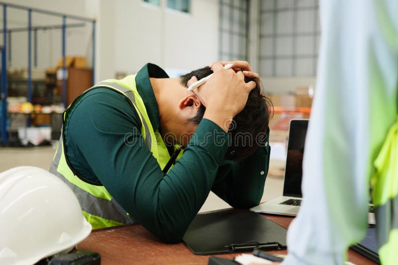 Portrait of Sad Man Warehouse Worker with Problem Stock Photo - Image ...