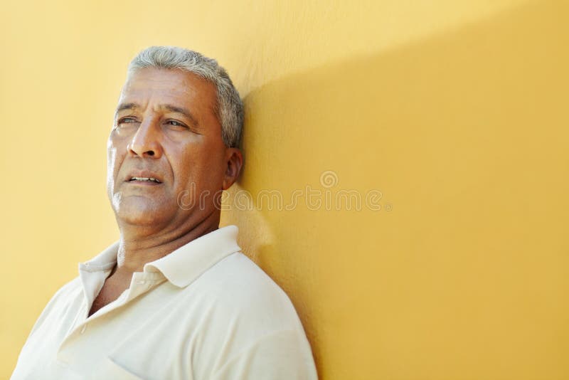 Portrait of Sad Mature Hispanic Man Stock Image - Image of emotion ...