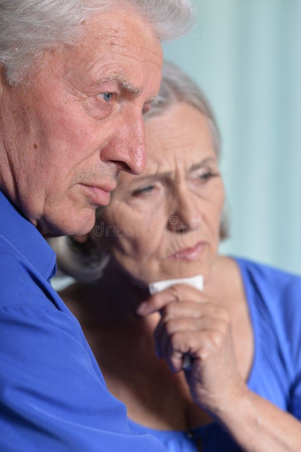 Portrait of Sad Old Couple Posing at Home Stock Photo - Image of health ...