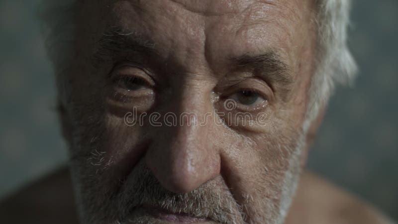 Portrait of an Old Poor Man at Home Stock Footage - Video of gray, poor ...