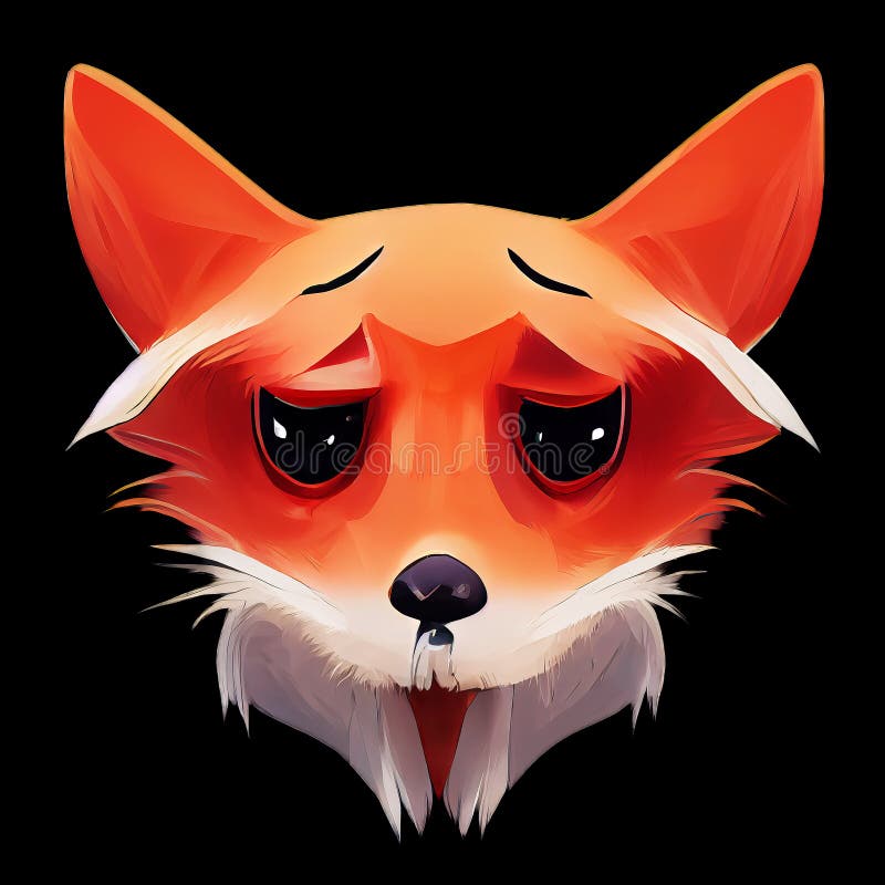 Portrait of a Sad Red Fox on a Dark Background. AI-generated Stock ...