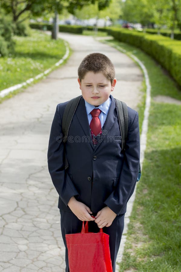 Portrait of the Sad School Student, after Classes Stock Photo - Image ...