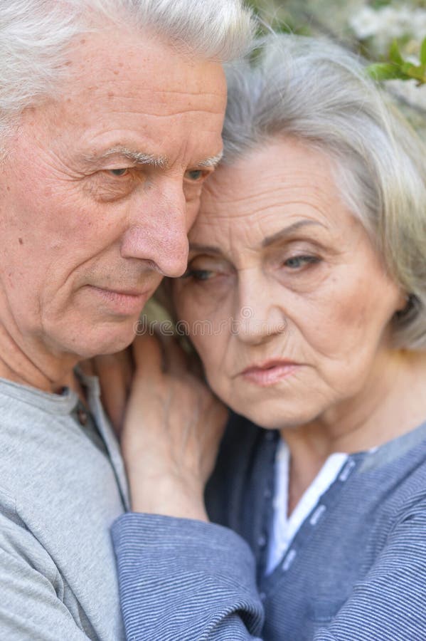 Portrait of Sad Senior Couple in the Park Stock Image - Image of ...
