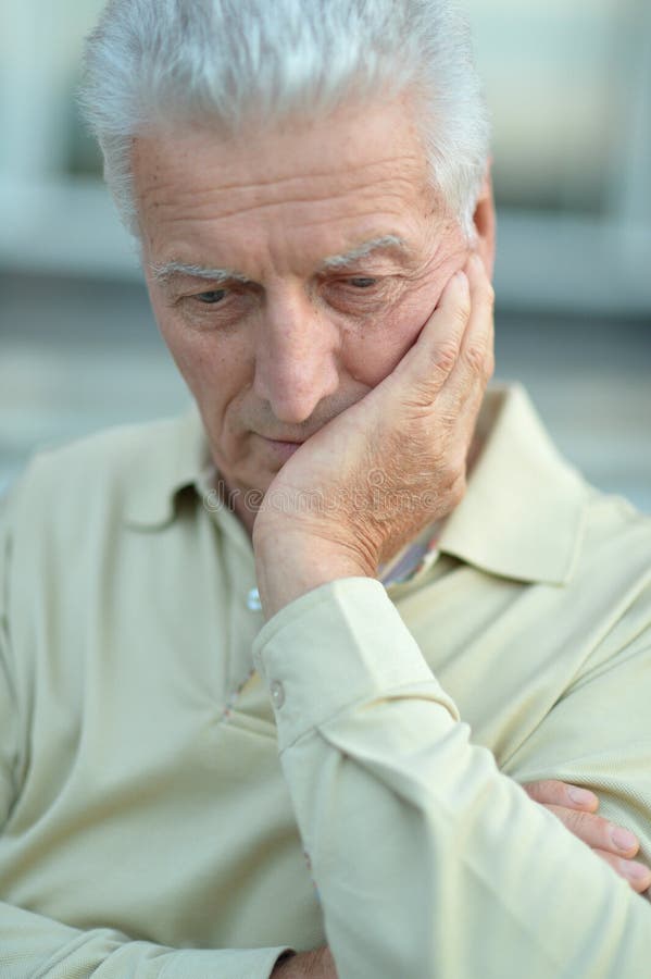 Portrait of a Sad Senior Man Thinking Stock Image - Image of expression ...