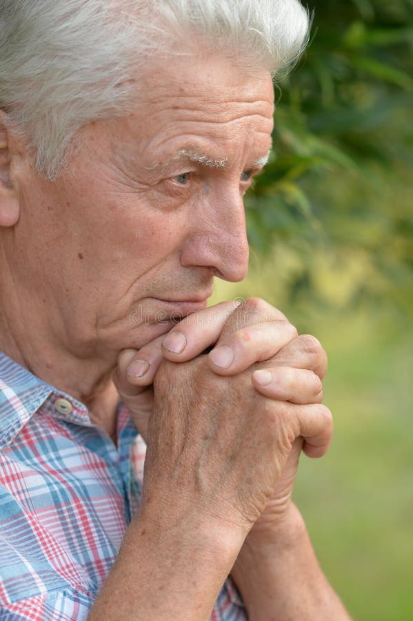 Portrait of a Sad Senior Man Thinking Stock Photo - Image of person ...