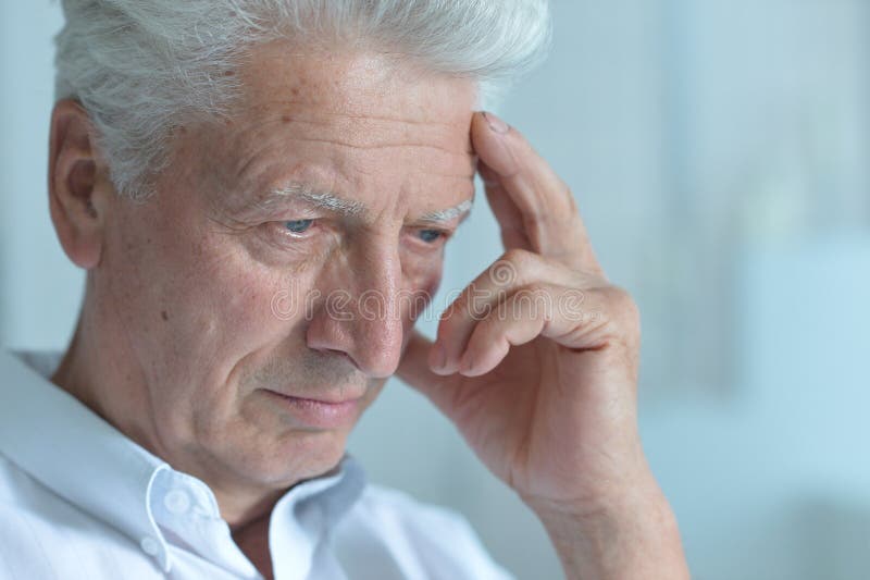 Portrait of Sad Sick Old Nice Man with Headache Stock Photo - Image of ...