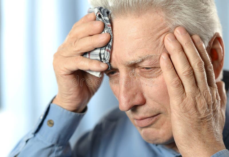 Portrait of Sad Sick Senior Man with Headache Stock Photo - Image of ...
