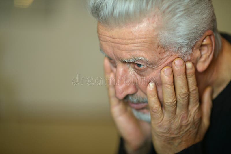 Portrait of a Sad Thinking Senior Man Stock Photo - Image of person ...