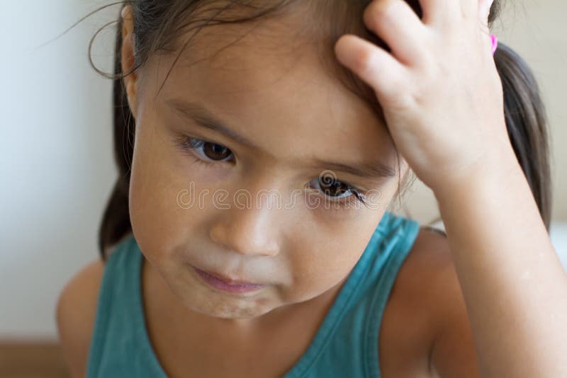 Portrait of Sad and Unhappy Girl, Showing Negative Feeling Stock Image ...