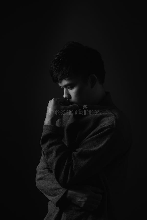 Portrait of Sad Young Asian Men. Sadness Stock Photo - Image of ...