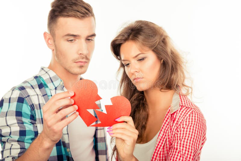 Portrait of Sad Young Couple because of Break Stock Image - Image of ...