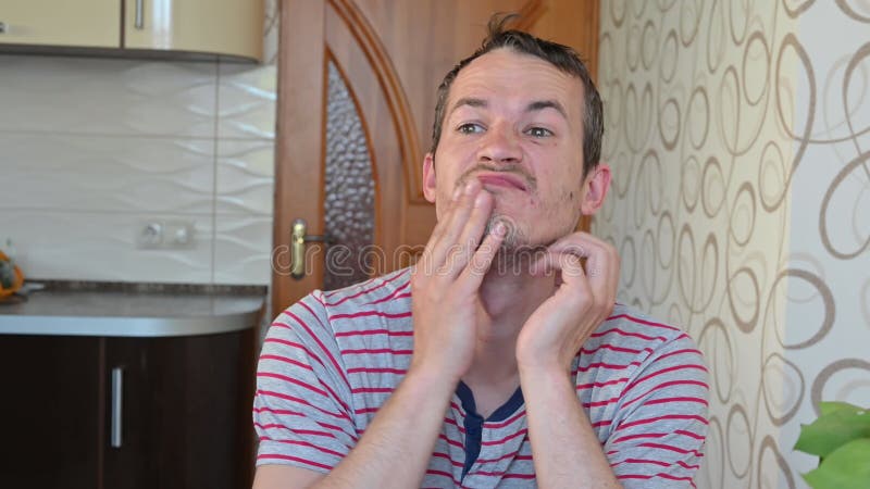 Portrait of a Saddened Young Man. Young Guy and Problems Stock Video ...