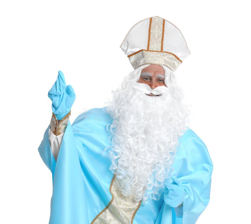 Portrait of Saint Nicholas on White Background Stock Image - Image of ...