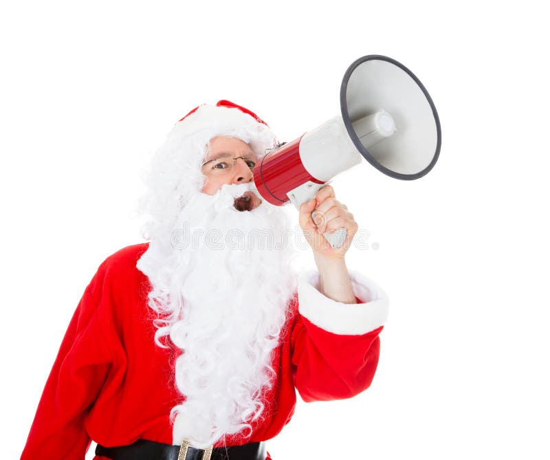 Santa Shouting through Megaphone Stock Image - Image of isolated ...