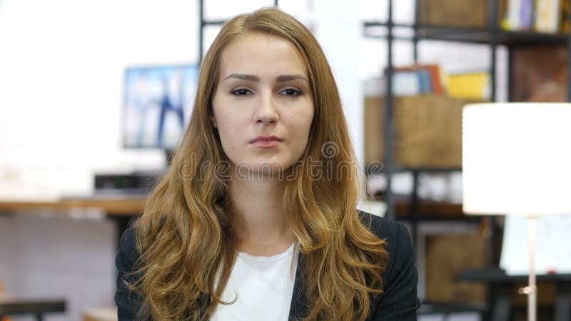 Portrait of Satisfied Working Girl at Work, in Office Stock Photo ...