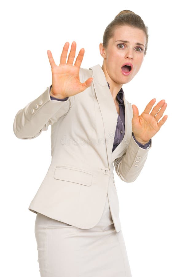 Portrait of Scared Business Woman Stock Image - Image of suddenness ...