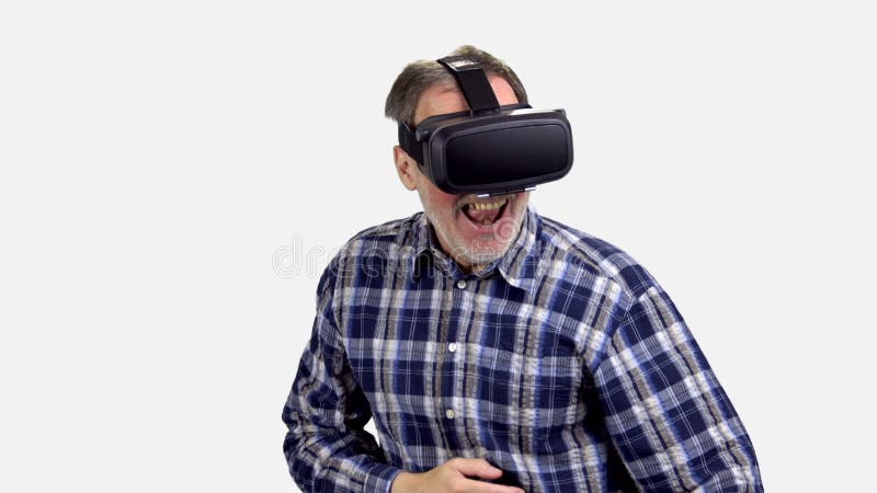 Portrait of Scared Senior Man in Vr Headset. Stock Footage - Video of ...