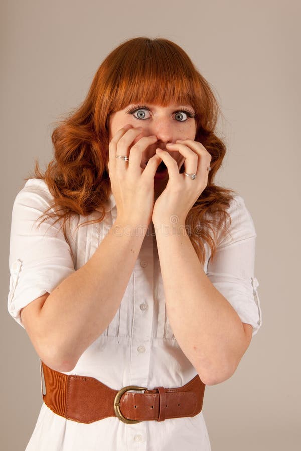 Portrait scaring woman stock image. Image of young, attractive - 35735859