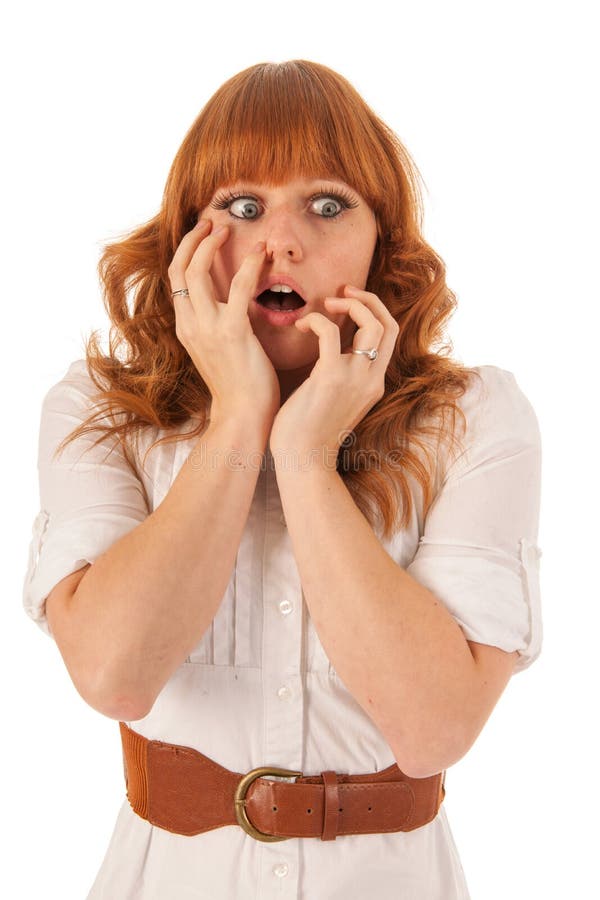 Portrait scaring woman stock image. Image of young, attractive - 35735859