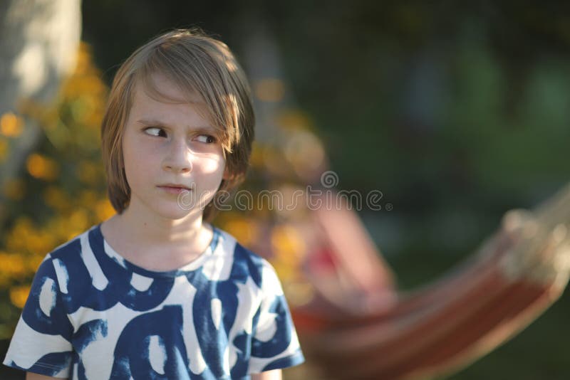 Portrait of a School Boy in the Sun Stock Photo - Image of hair ...