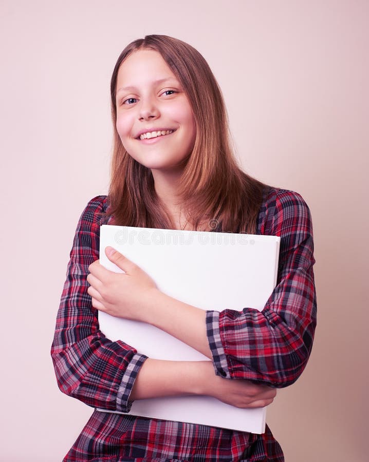 Portrait of a School Girl with Folder Stock Image - Image of cute ...