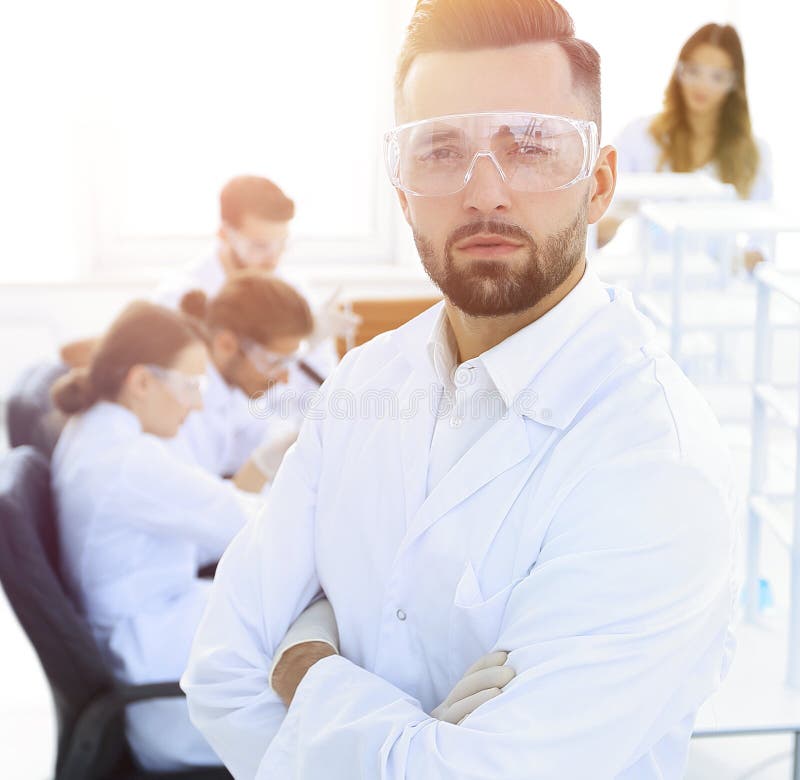 Scientist Microbiologist in the Laboratory Background. Stock Photo ...