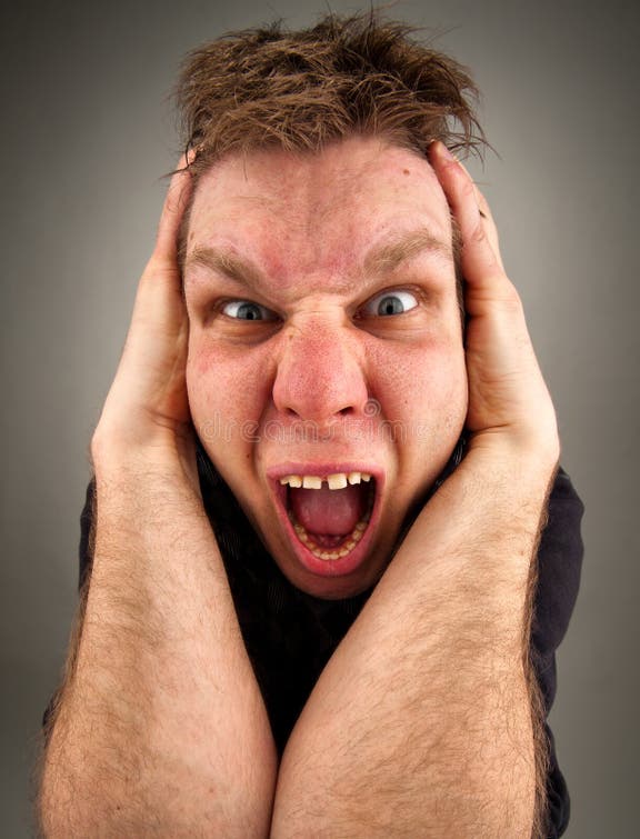 Portrait of Screaming Bizarre Man Stock Image - Image of ominous, geek ...