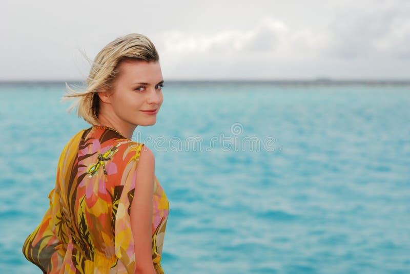 Portrait by the sea stock image. Image of adult, attractive - 7184169