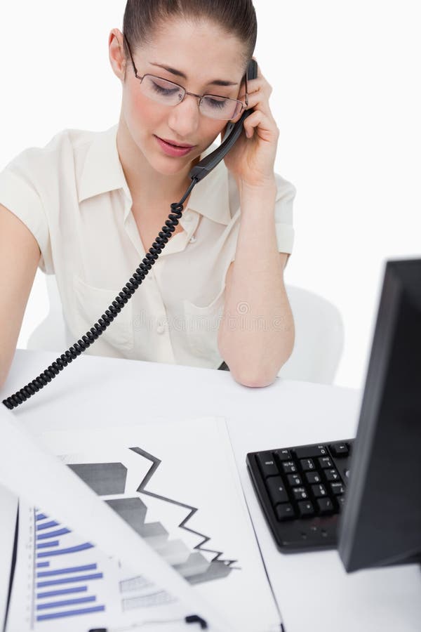 Working stock image. Image of woman, white, cordless, telephone - 194341