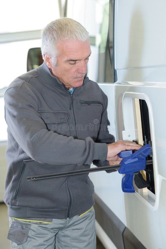 Portrait Senior Assembling Vehicle Stock Photo - Image of working ...