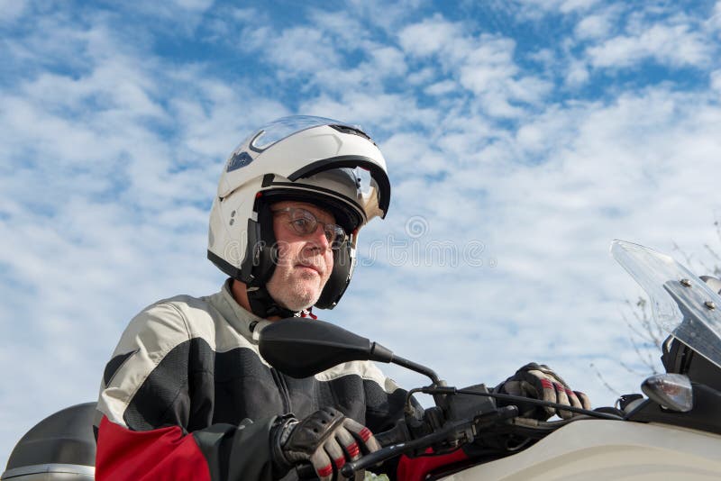 Portrait of a Senior Biker on His Motorcycle Stock Photo - Image of ...