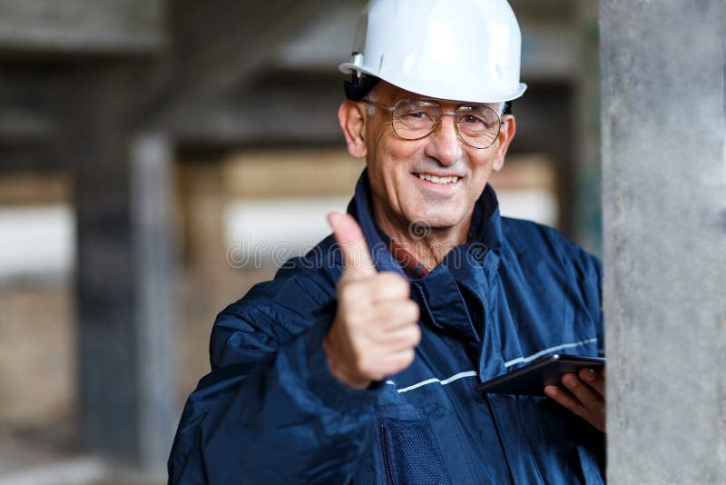 Senior Construction Manager Controlling Building Site. Stock Image ...