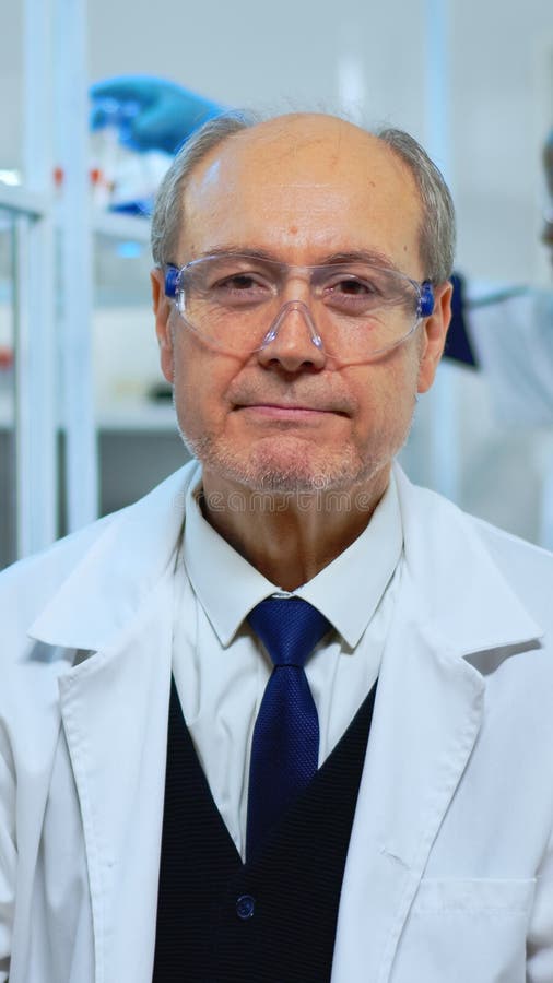 Portrait of Senior Experienced Scientist Man Smiling at Camera Stock ...