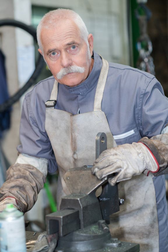 Portrait Senior Handyman at Work Stock Image - Image of painter ...