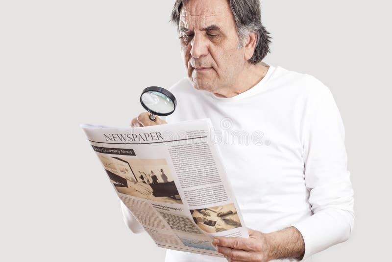 Portrait Senior Man Reading Newspaper Stock Photo - Image of newspaper ...