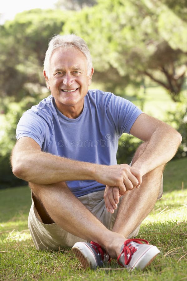 Portrait of Senior Man Relaxing in Countryside Stock Photo - Image of ...