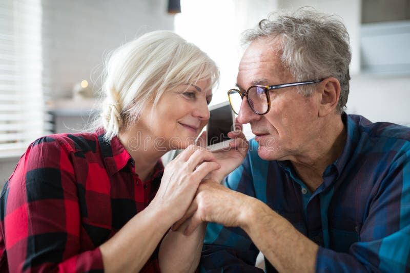 Senior Marriage Having Phone Conversation Together Stock Image - Image ...