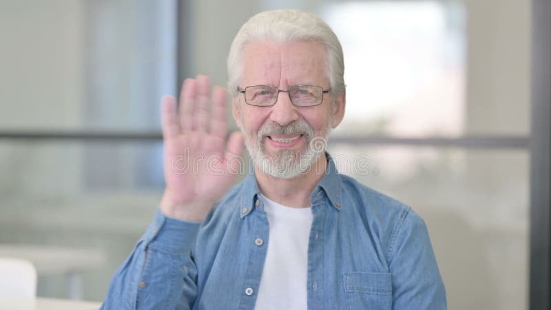 Portrait of Senior Old Man Waving, Welcoming Stock Footage - Video of ...