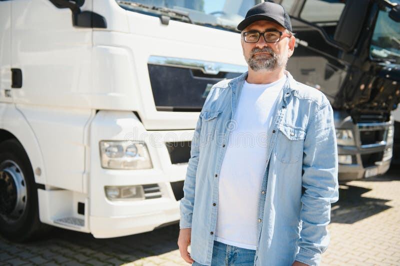 Truck Driver Standing by His Lorry Stock Image - Image of ...