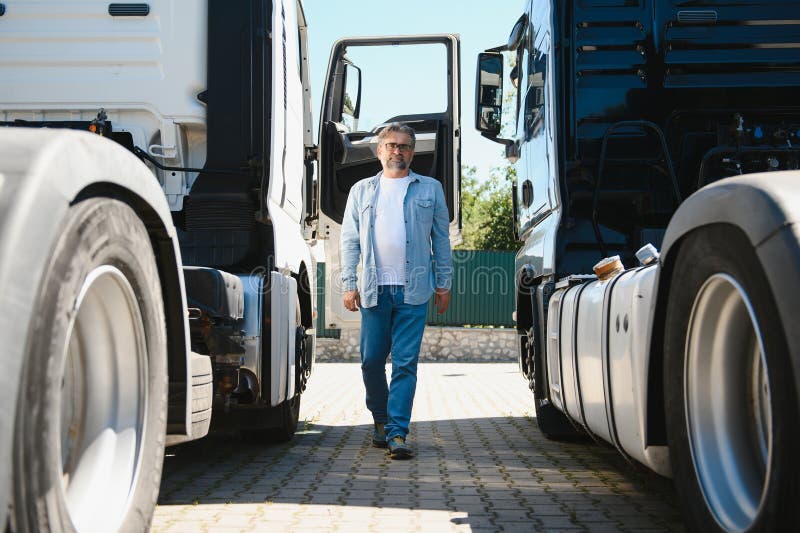 Portrait of a Senior Truck Driver Stock Photo - Image of person, lorry ...