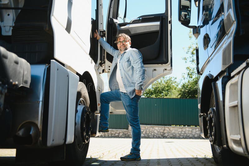 Portrait of a Senior Truck Driver Stock Image - Image of worker ...