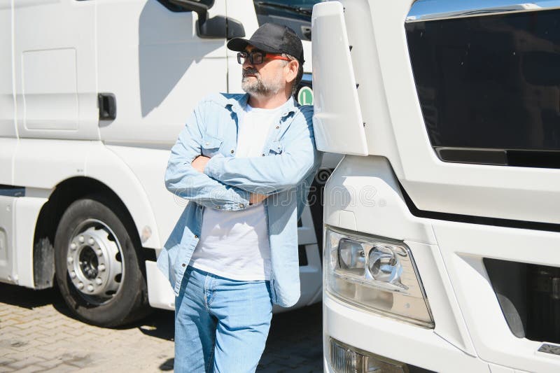 Portrait of a Senior Truck Driver Stock Image - Image of mature, cargo ...