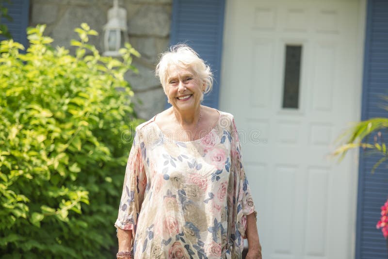 Portrait of Senior Woman Outside in Nature Stock Photo - Image of ...
